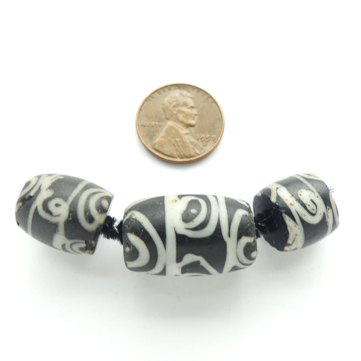 Lampwork, Antique Venetian, Black and White Zen Beads, Set of 3 ...