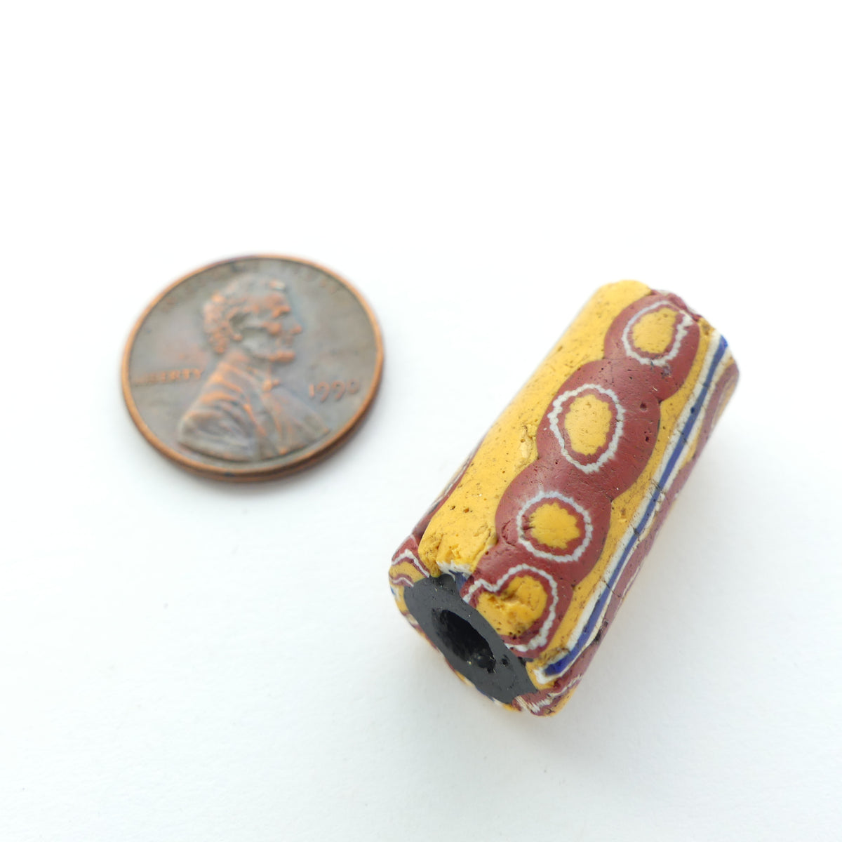 Millefiori Antique Trade Beads, Warm Amber & Brick with a Hint of Blue ...
