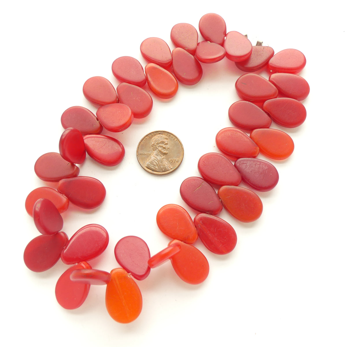 Wedding Beads, Antique Tabular Shape, Red on Short 11-inch Strand ...