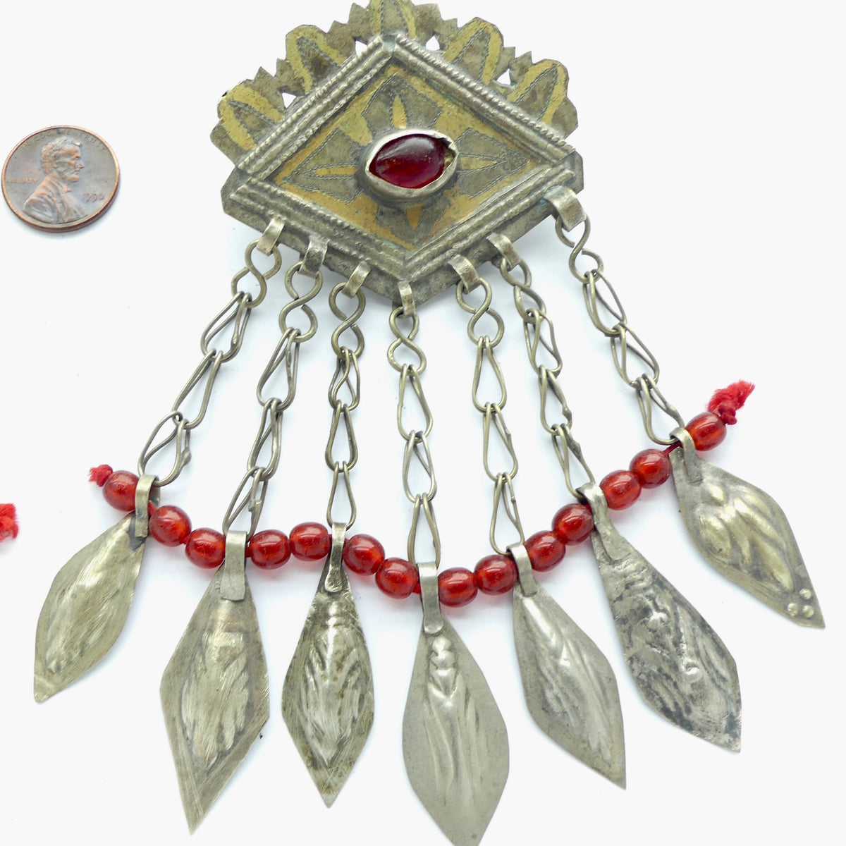 Turkoman Clasp Component Made Into Pendant, Silver with Cabochon & Dan ...