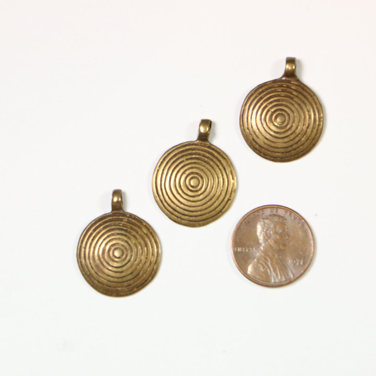 Brass, Pendant Small 19mm Diameter, Concentric Rings with Loop at the ...
