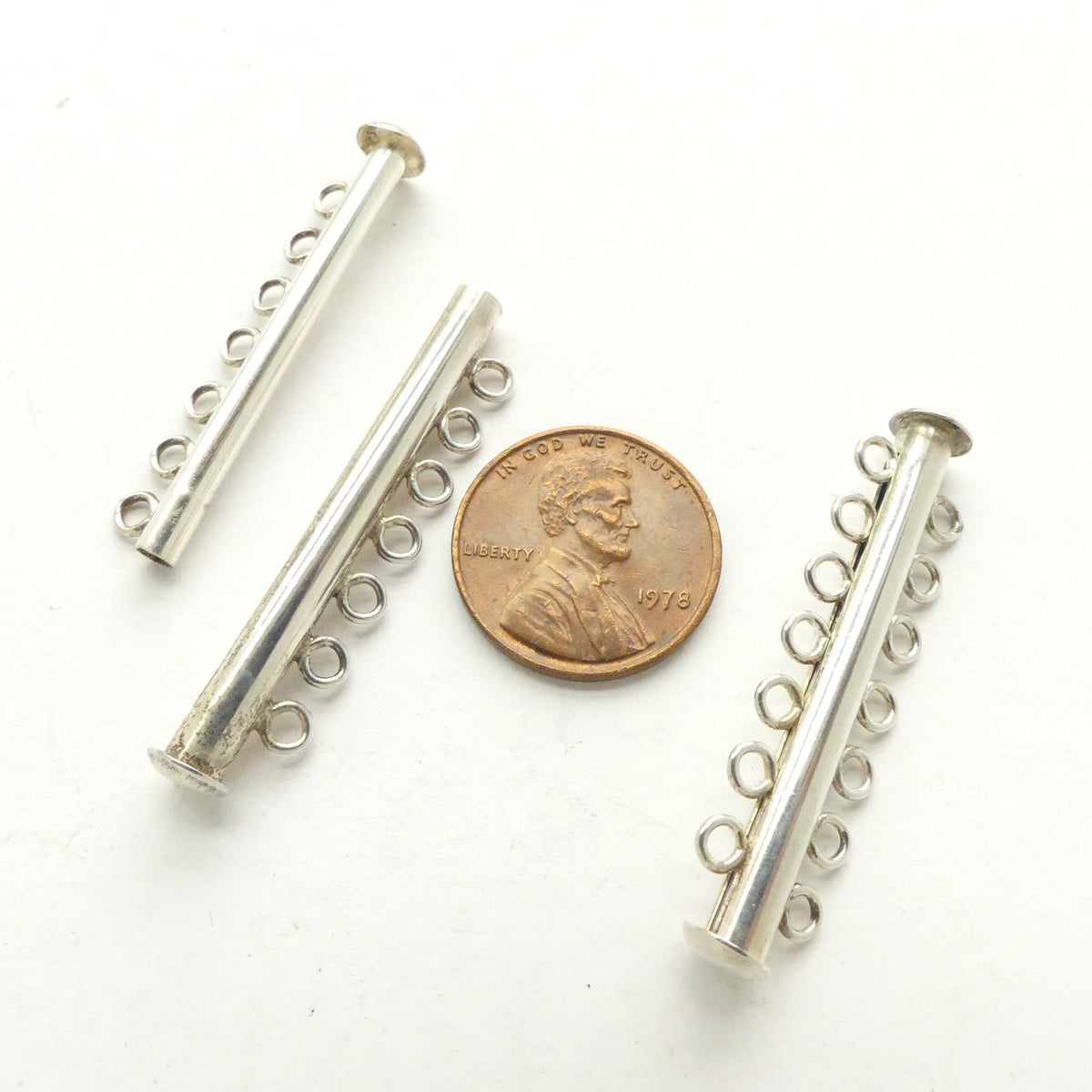 Clasp, Sterling Silver Sliders, Multi-Strand with 7 Loops, 40mm Long ...