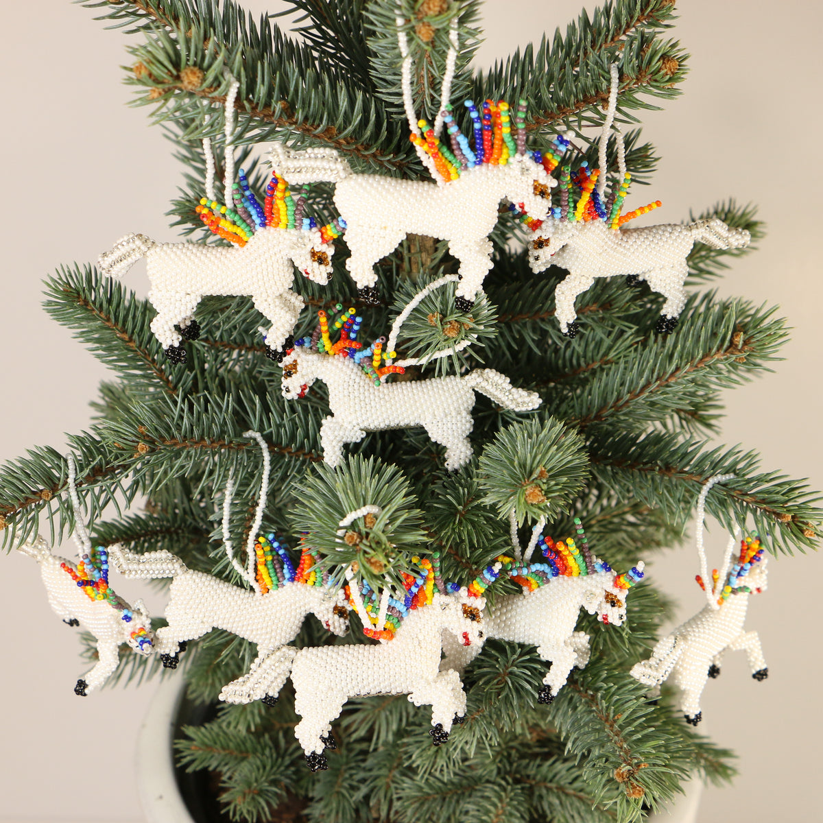 Ornament, Unicorn made of Glass Seed Beads, 3.5 inches long ...