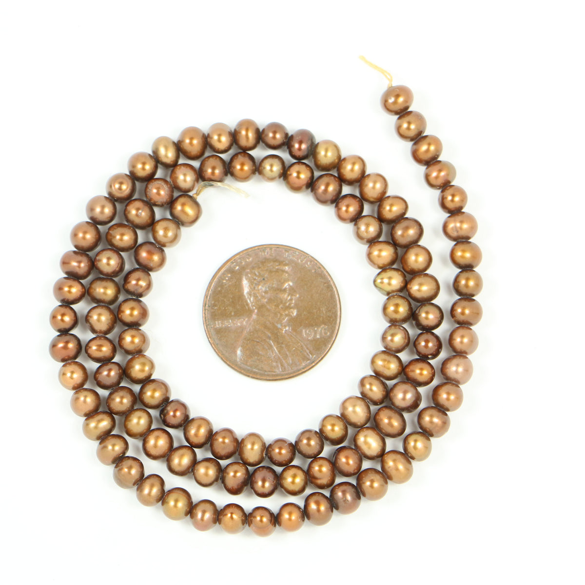 Pearls, Bronze, Round Copper Color 5mm Diameter on 16-inch Strand ...