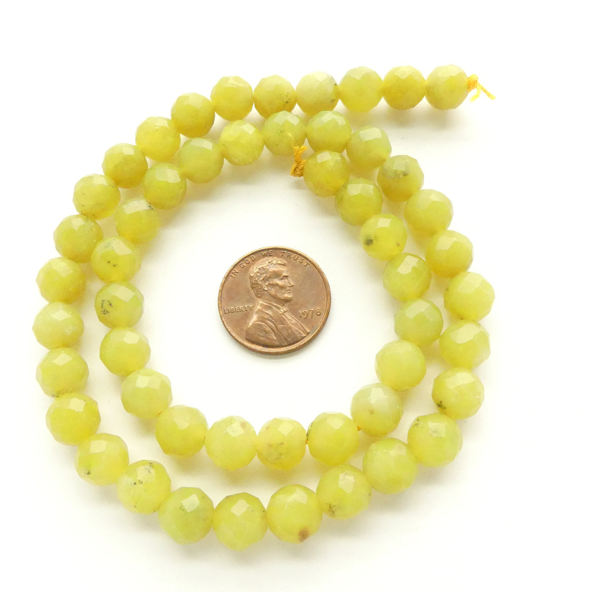 Olive Jade, Faceted 8mm Round Beads on 16-inch Strands – Beadazzled.com