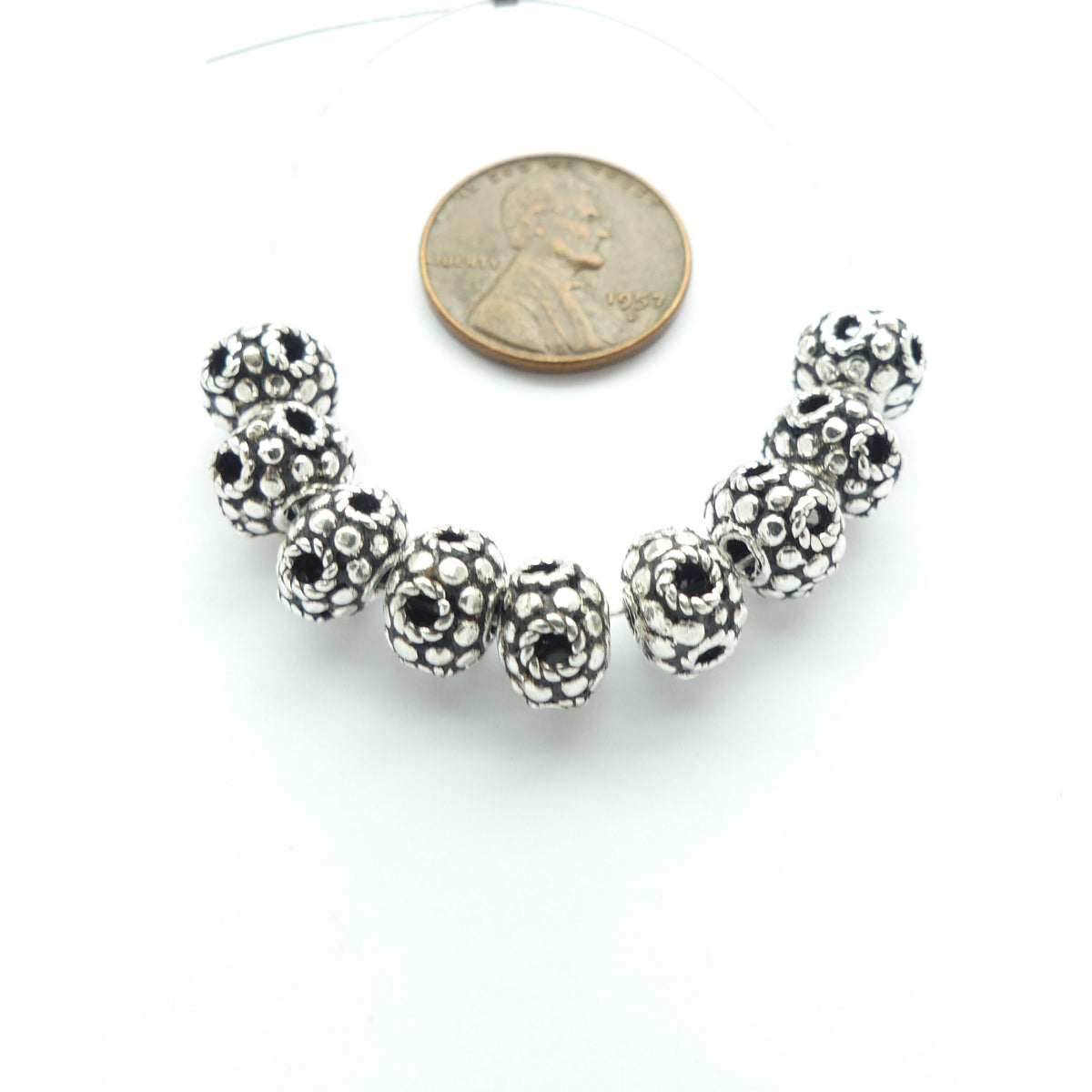 Indian Silver, Granulated Small Beads, Oblate 6x8mm, Sold Individually ...