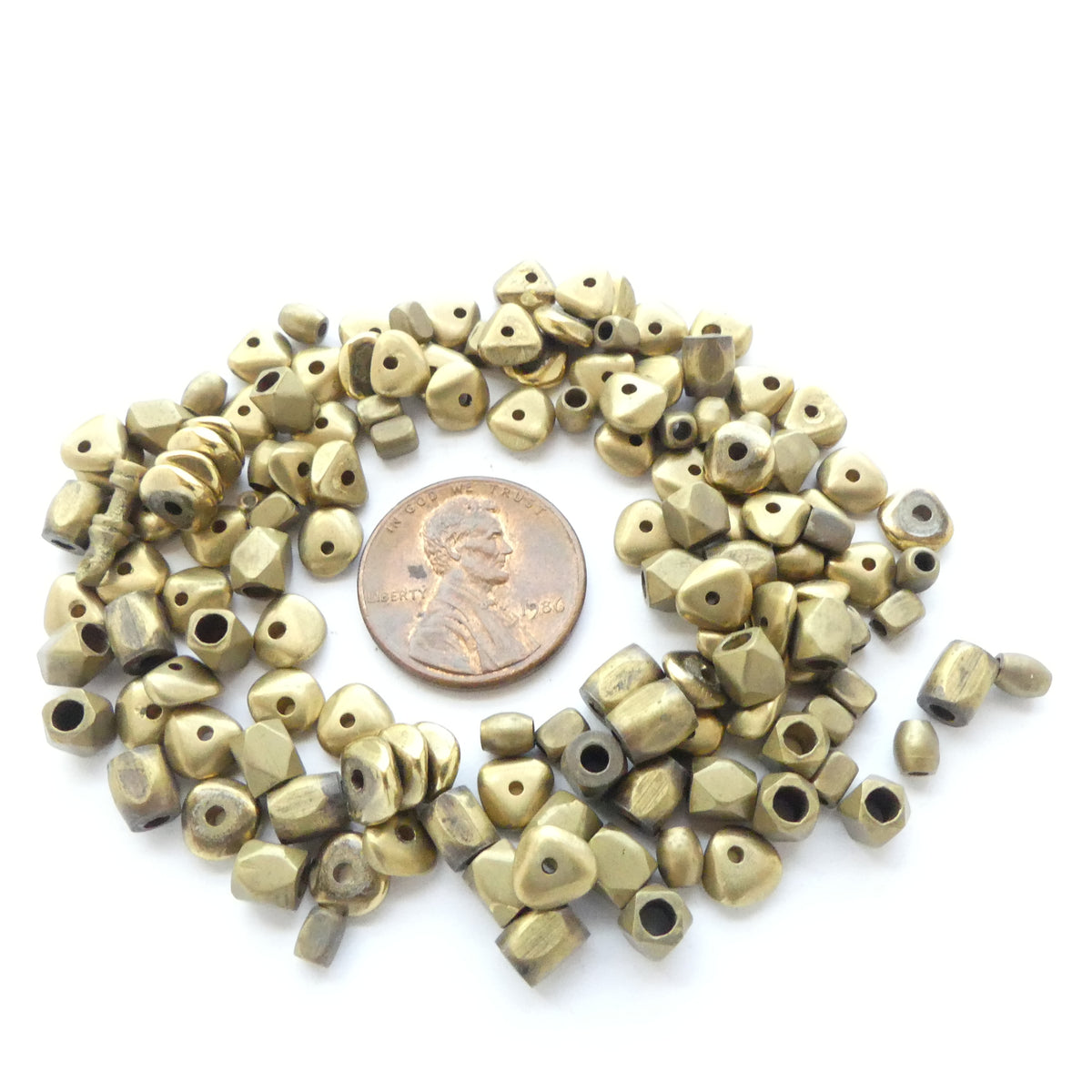 Brass, Mix of Sizes and Shapes of Oxidized Brass Beads – Beadazzled.com