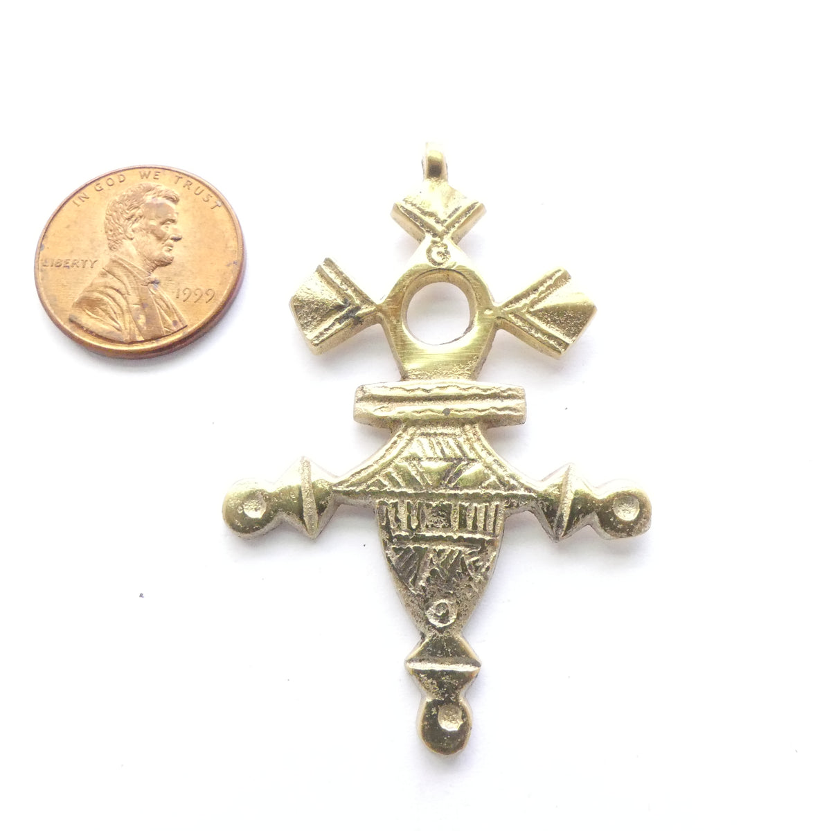 Brass, African Inspired Reproduction Agadez Cross, 2 Inches Long ...