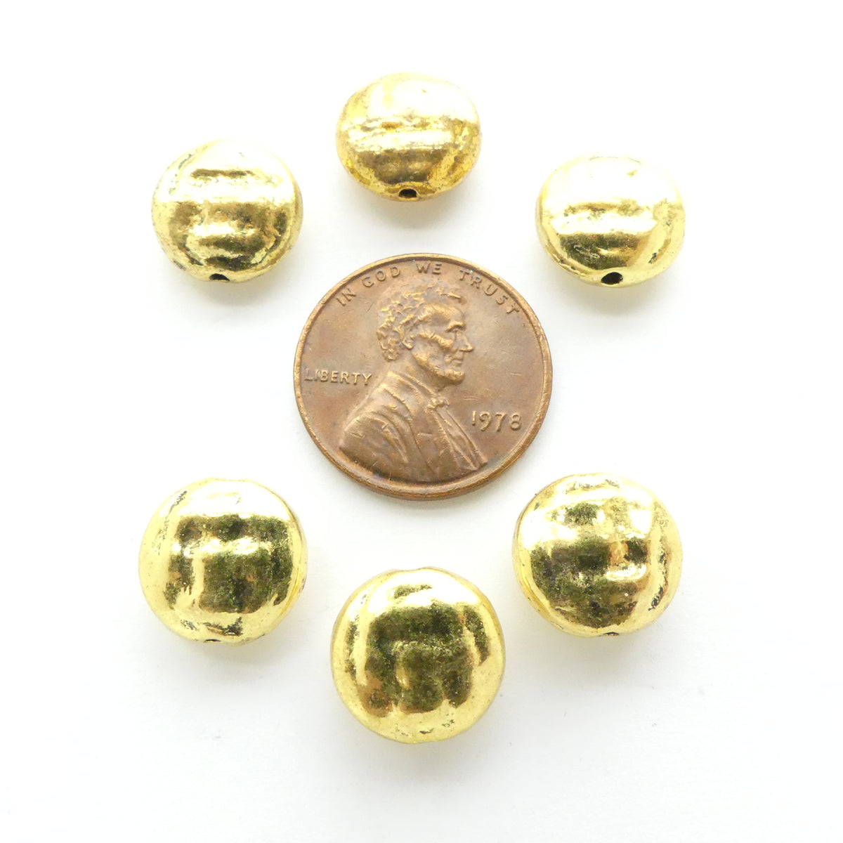 Cast, Brass Puffy Coin Shape Beads with Bumps, 12mm Diameter, Sold in ...