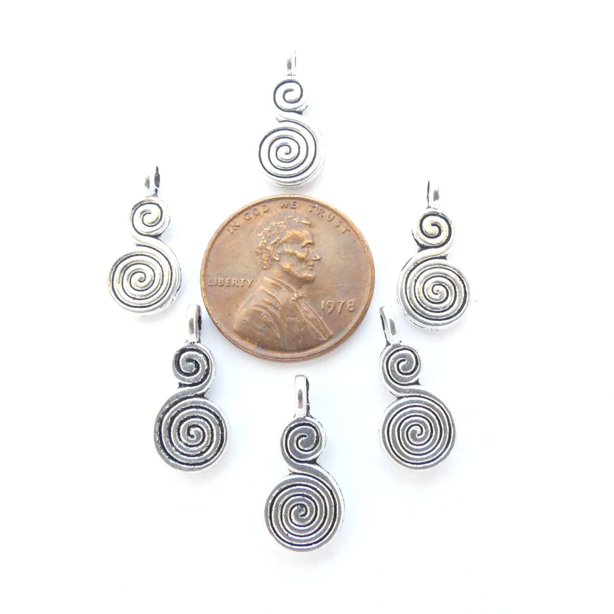 White Metal, Cast Double Spiral Charm, 17mm Long Including Loop, Sold ...