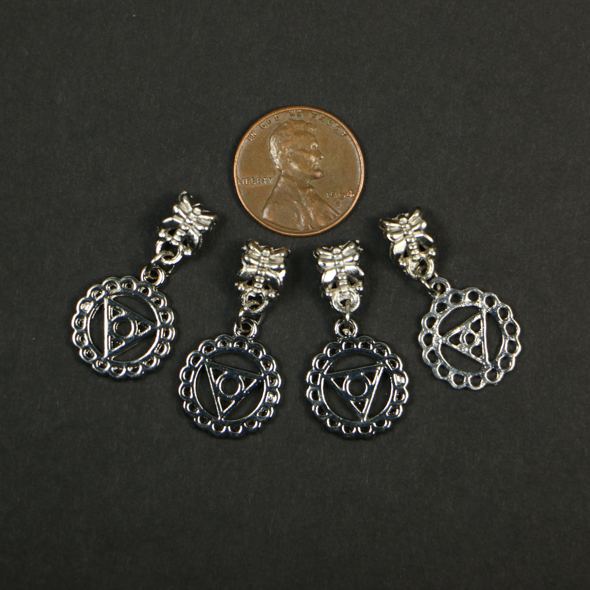 Charms, Silver Tone, Chakra Symbols, Throat Chakra, 15mm Diameter, Sol ...