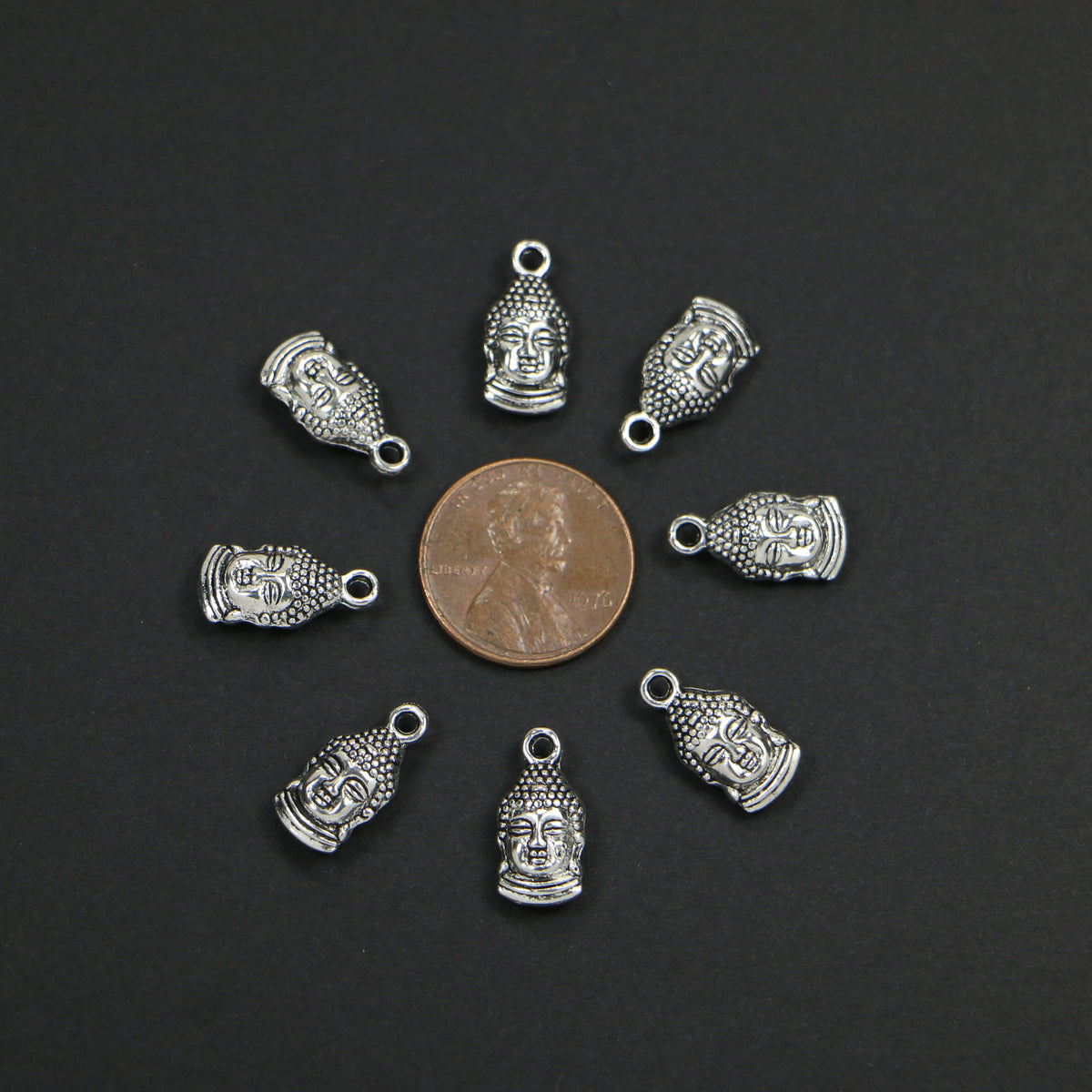 Charms, Silver Tone, Buddha Head, 15mm Including Loop, Sold in Sets of ...