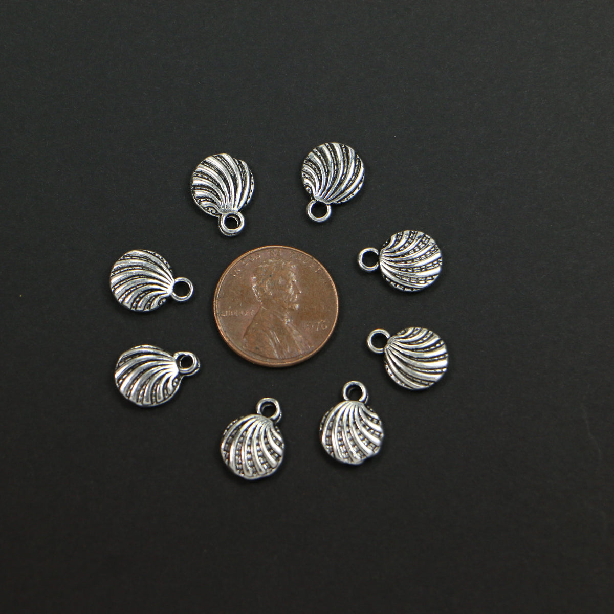 Charms, Silver Tone, Sea Shell Swirled, 13mm Tall including Loop, Sold ...
