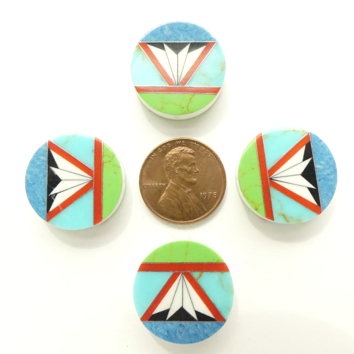 Shell Discs with Mosaic Designs of Shell, Horn, & Stone, on Both Sides ...