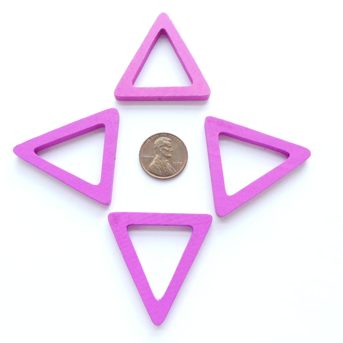 Wood Shapes, Triangle Hot Pink 40mm, Sold by Sets of 4 – Beadazzled.com