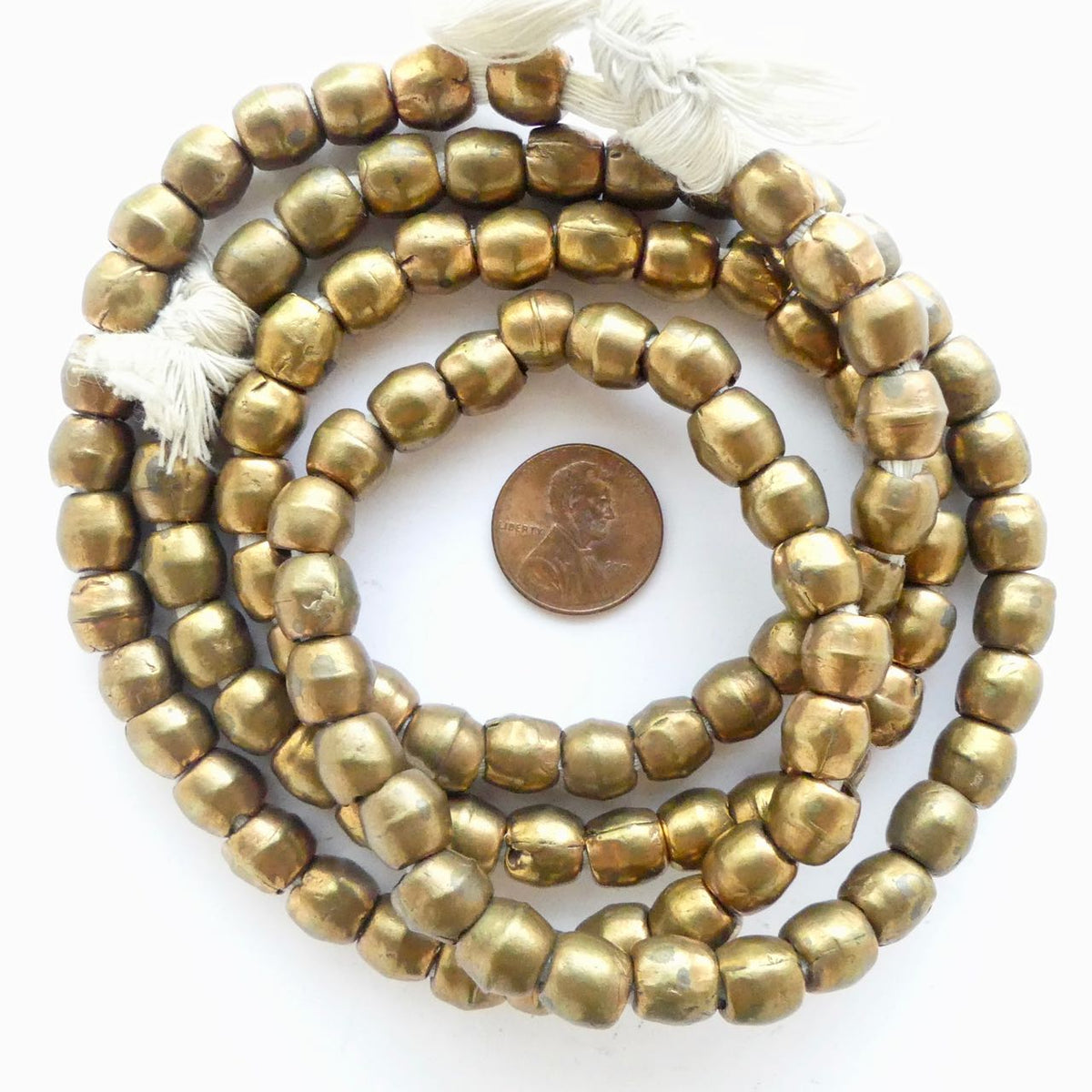 Brass, Bicones, Vintage, Truncated, Large Hole 8mm on Long 30-inch Str ...