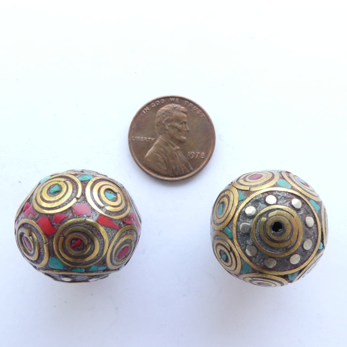 Himalayan Inlay Work, Round Beads, 20mm, Sold Individually – Beadazzled.com
