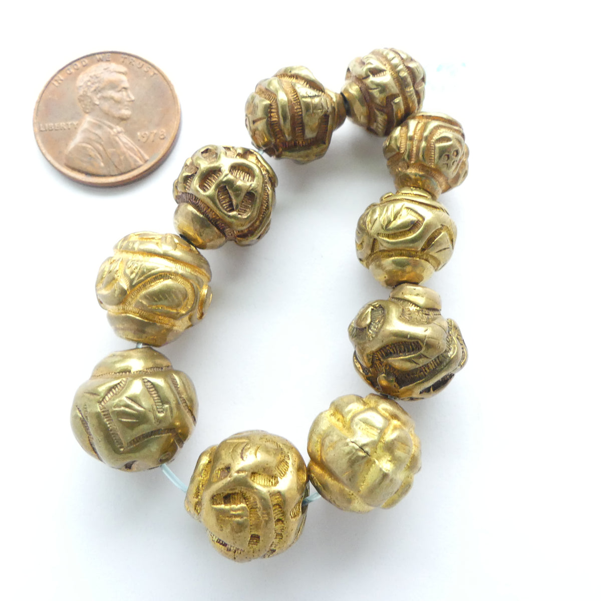 Brass, Antique Chinese Buttons Made Into Beads, Set of 10 – Beadazzled.com