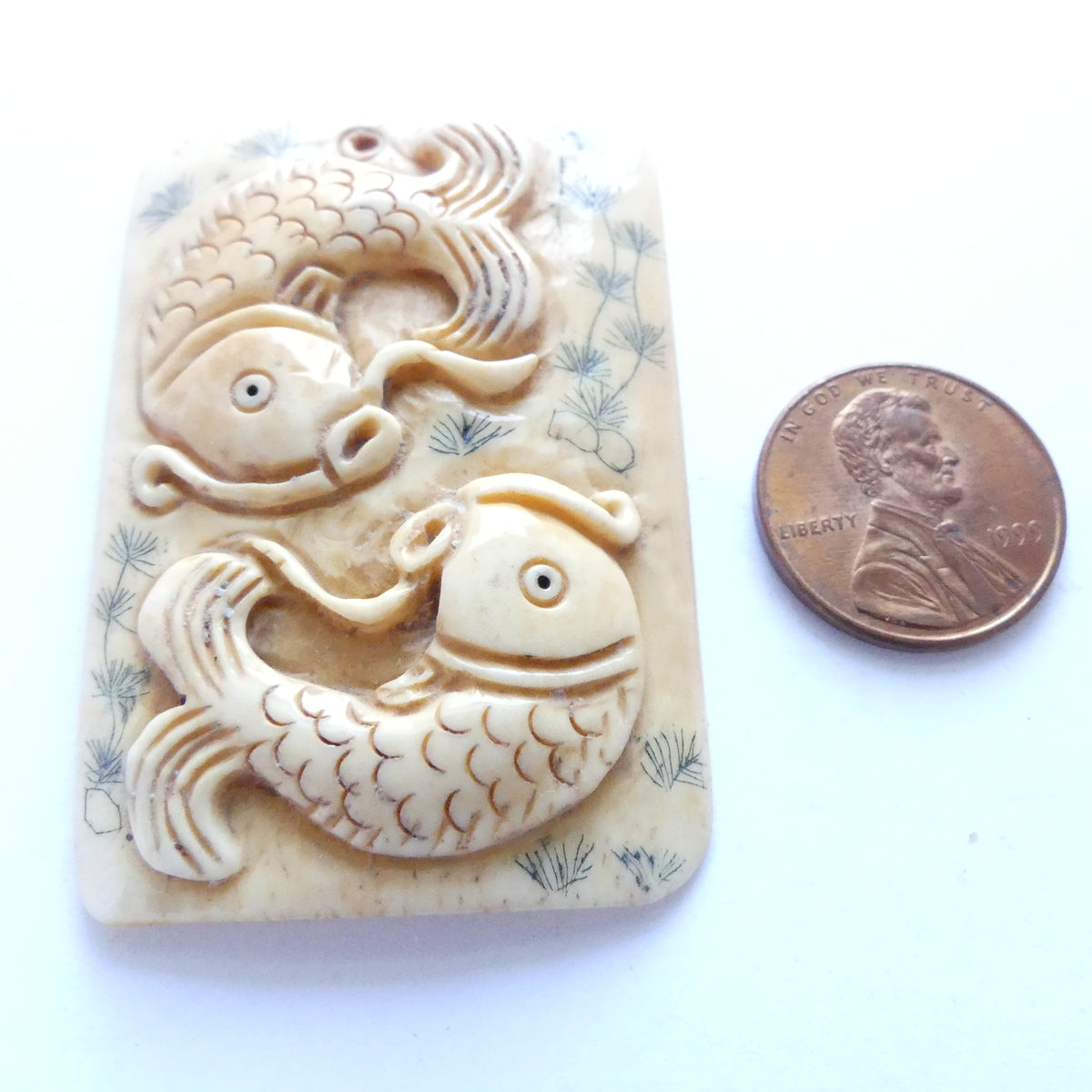 Bone, Pendants with Two Auspicious Koi Fish, 2 inches long – Beadazzled.com